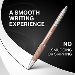 SHARPIE S-Gel, Gel Pens, Sleek Metal Barrel, Champagne, Medium Point (0.7mm), Black Ink, 12 Count