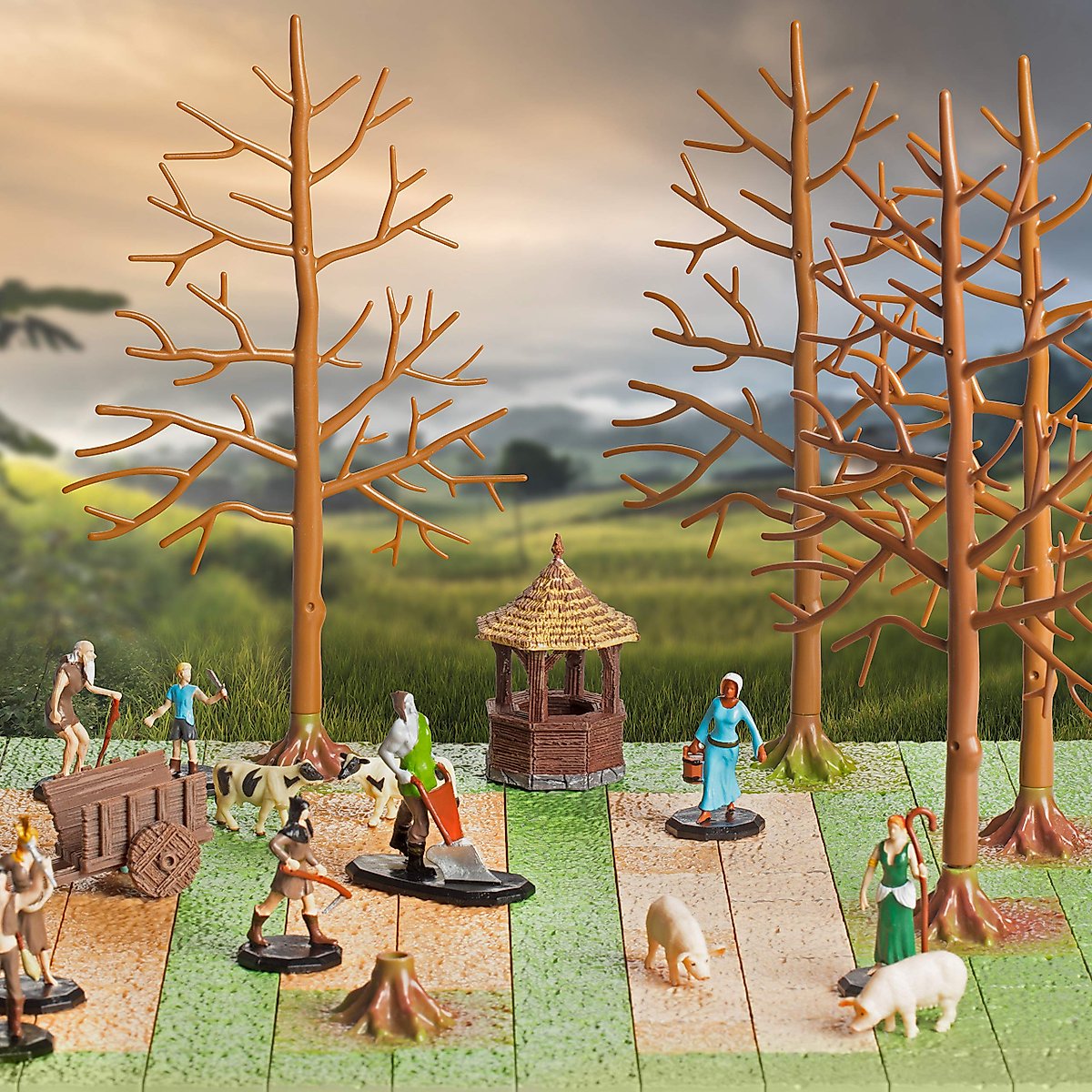 Monster Townsfolk Mini Fantasy Figures - 8pc Paintable Fieldworker Non Player Character NPC Miniatures - 1" Hex-Sized Compatible with DND Dungeons Dragons, Pathfinder, Tabletop Games