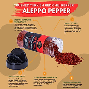 Cerez Pazari Aleppo Pepper Moderate Heat 150 gr | Crushed Turkish Red Chili Pepper-Aleppo Chili Flakes,Maras Chili Pepper | Halaby Pepper | Syrian Pepper | Middle Eastern Red Pepper
