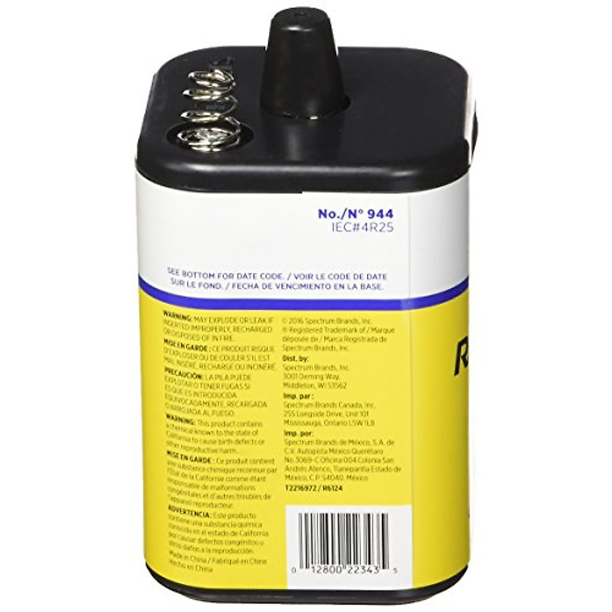 Rayovac 944-2R: 6-Volt Heavy Duty Lantern Battery with Spring Terminals - 2 Pack