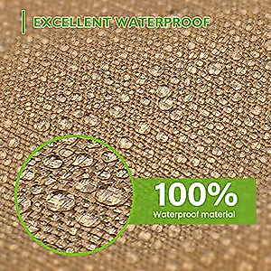 Round Outdoor Furniture Cover,Waterproof Patio Furniture Cover, Tear-Resistant, Durable Windproof Dustproof Outdoor Cover for Garden,152x58cm,Yellow…, Khaki