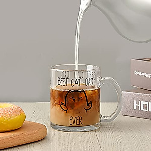 Waipfaru Cat Dad Gifts - Best Cat Dad Ever Glass Coffee Mug - Gifts for Dad, Cat Lover - Father’s Day Gifts for Dad - Cat Lover Gifts for Men, 11OzClear Coffee Mugs with Handle