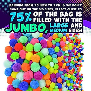 Carl & Kay Assorted Size 360 Pom Poms + 50 Googly Eyes & 1450+ pcs Crafts Supplies for Kids