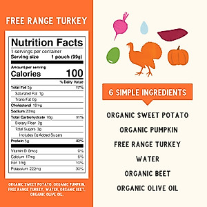 Serenity Kids 6+ Months Baby Food Pouches Puree Made With Ethically Sourced Meats & Organic Veggies | 3.5 Ounce BPA-Free Pouch | Free Range Turkey, Sweet Potato, Pumpkin, Beet | 1 Count