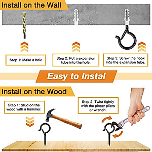 msiori 20 PCS Q-Hanger, Screw Hooks for Outdoor String Lights - Outdoor Hooks with Safety Buckle, Easy Release - Screw Hooks for Hanging Patio Lights, Christmas Lights & Plants