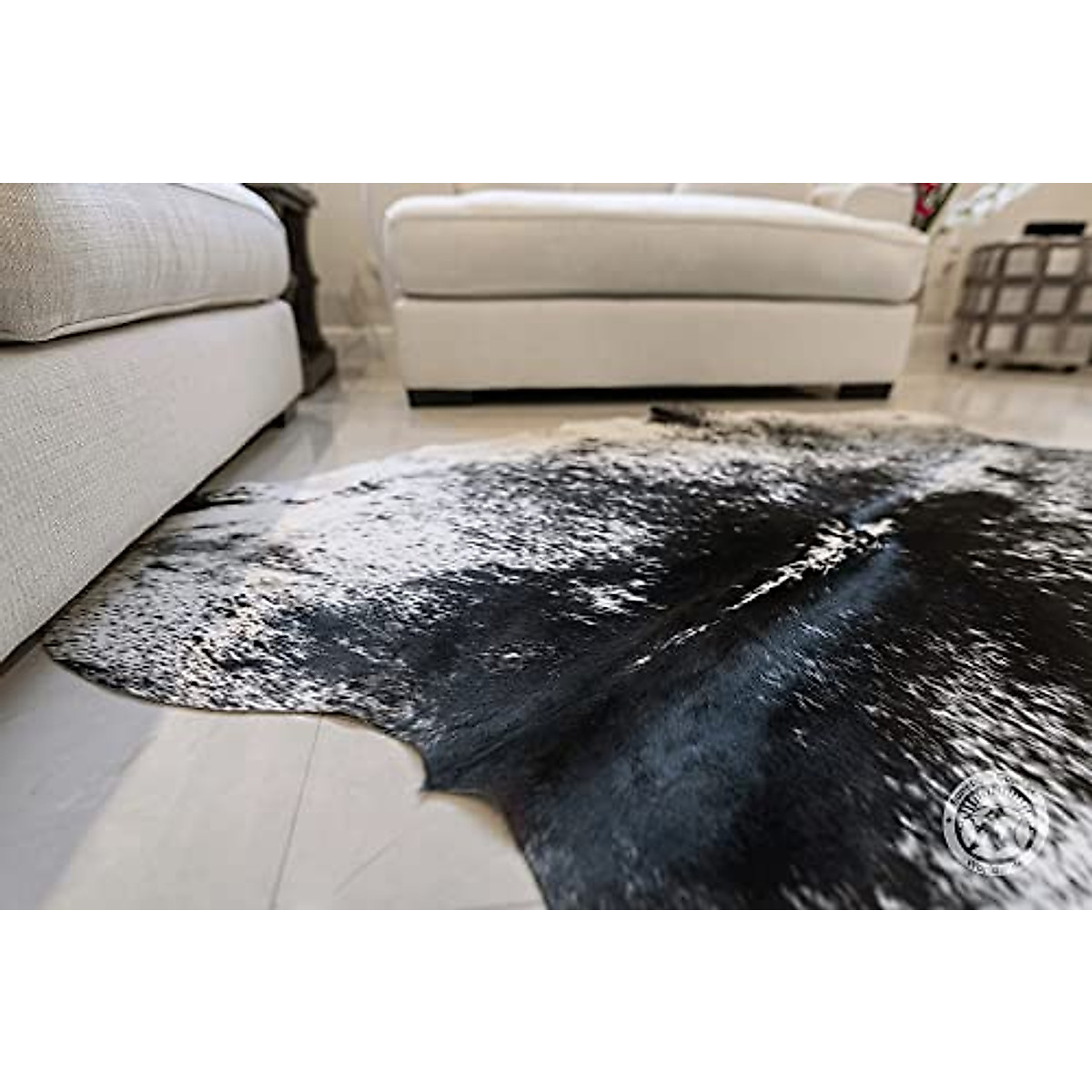 Genuine Salt and Pepper Black and White Cowhide Rug 6 x 7 ft. 180 x 210 cm