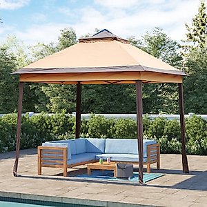 4 Sides Pop Up Canopy Outdoor Canopy Patio Canopy with Mosquito Netting Double-roofed & Extended Eaves
