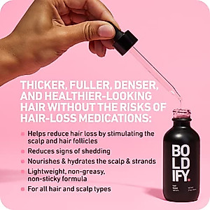BOLDIFY Hair Growth Serum, Contains 30 Natural Hair Boosters + 4 Clinically Proven Peptides, Hair Serum for Hair Growth, All Natural Scalp Treatment, Hair Growth Oil for Women & Men, Lightweight Non-Greasy Serum for All Hair Types - 2 oz.