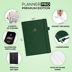 Clever Fox Planner Pro Premium Edition– Luxurious Weekly & Monthly Planner + Budget Planner Organizer for Productivity & Reaching Goals, Undated, A4 Hardcover + Keepsake Box, Lasts 1 Year, ForestGreen