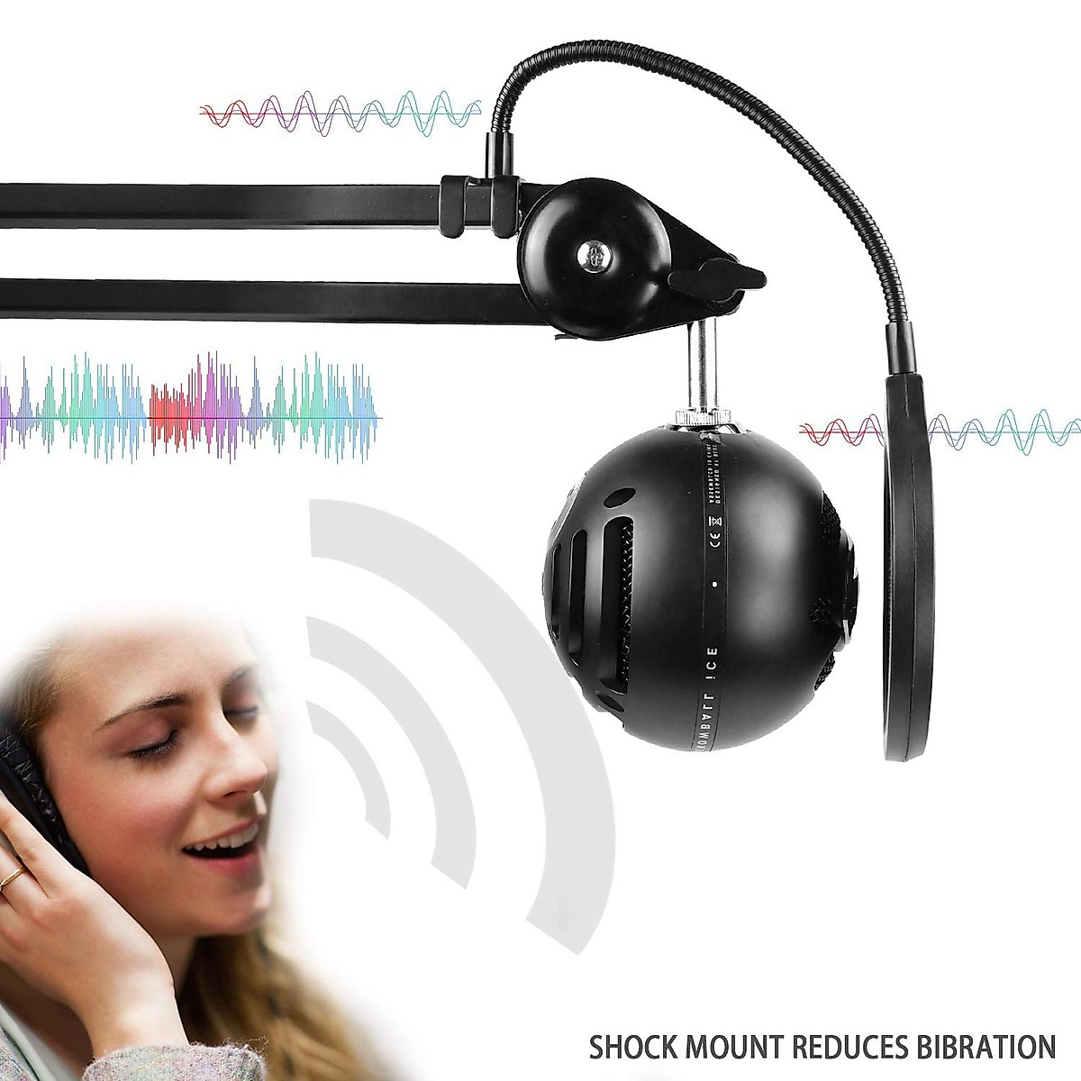 Snowball Mic Pop Filter - 4 Inch 3 Layers Windscreen with Flexible 360° Gooseneck Clip Compatible with Blue Snowball Microphone to Improve Sound Quality by YOUSHARES