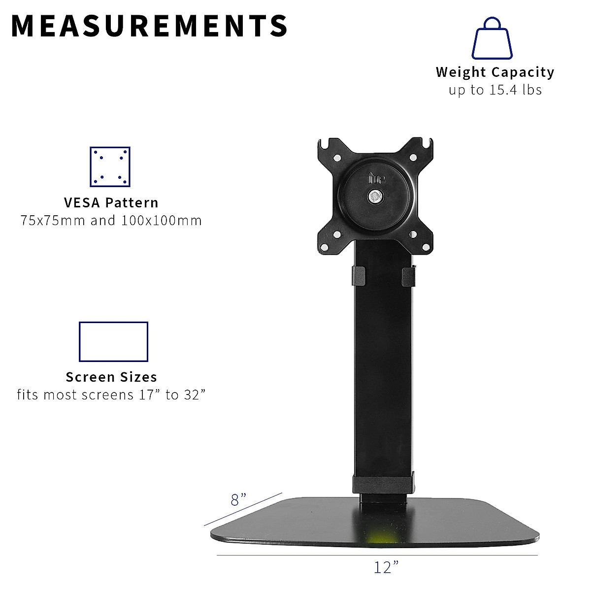 VIVO Pneumatic Free Standing Single Monitor Mount Desk Stand, Tall Height Adjustable Arm for Screens up to 32 inches, Black, STAND-V001V
