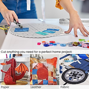 ARTEZA 14 Inch Premium Self-Healing Rotating Cutting Mat, Scalloped Edge, 360° Rotation, Locking Feature, for Quilting and Crafting