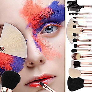 Z'OREYA Makeup Brushes Set,15pcs Rose Gold Luxury and Fashion Makeup Brushes,Professional Premium Synthetic Foundation Powder Concealers Eye Shadows Makeup brushes Set with Perfect Vegan Leather Bag