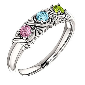 Family Mothers Ring 2 3 4 5 or 6 Birthstones Solid 10k White or Yellow (9)