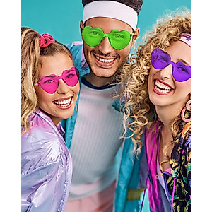 Konohan 54 Pairs Heart Sunglasses Bulk Valentine's Day Rimless Heart Shaped Colored Glasses Frameless Transparent Candy Multicolored Sunglasses for Women Party Eyewear