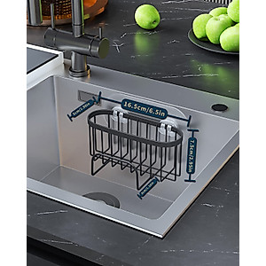 Consumest Sponge Holder with U Shape, SUS304 Stainless Steel Sponge Holder for Kitchen Sink with Adhesive 2 Hanging Way, No Drilling Sink Sponge Holder for Sponge, Brush, Sink Stopper and Steel Wool