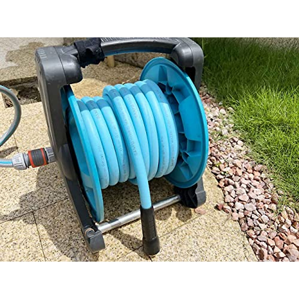 SANFU Hybrid Garden Water Hose 5/8 IN X 25 FT, 180PSI, Heavy Duty, Lightweight, Flexible Non-Kinking with Swivel Grip Handle Female and 3/4" GHT Solid Brass Fittings, Drinking Water Hose For RV, Azure