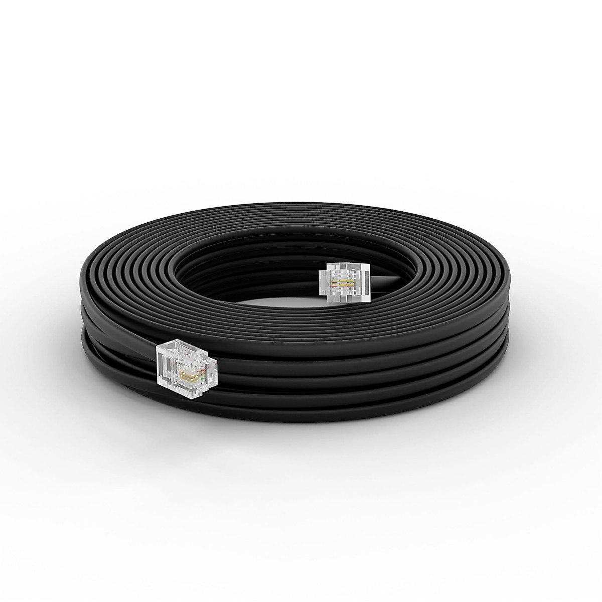 THE CIMPLE CO Phone Line Cord 50 Feet - Modular Telephone Extension Cord 50 Feet - 2 Conductor (2 pin, 1 line) Cable - Works Great with FAX, AIO, and Other Machines - Black
