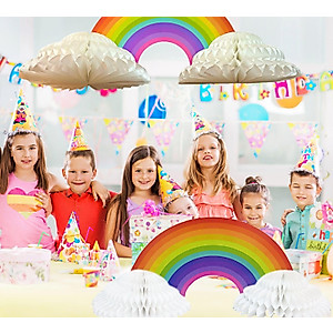 GIFTEXPRESS 2 Pack Jumbo 30" Rainbow Honeycomb Centerpiece - Paper Rainbows & Clouds Theme Party Supplies Decorations - Perfect Decor for Tables at Baby Showers & Birthdays