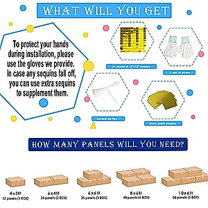 Gold Square Shimmer Wall Backdrop 12PCS Sequin Panels Backdrop Wall for Birthday Party, Anniversary Wedding Engagement Decoration