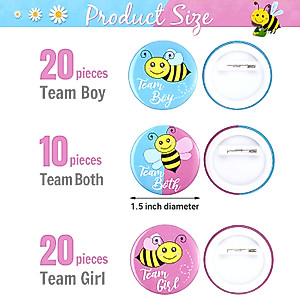 Dilunave 50 Pieces Bee Gender Reveal Button Pins Team Boy, Girl or Both Buttons Pins Badges kit Bee Theme Gender Reveal Party Favors in Pink and Blue for Baby Shower Gender Reveal Party Game Supplies