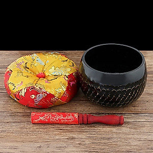 KUYUC Tibetan Singing Bowls Set, Meditation Sound Bowls for Prayer Yoga Reiki Healing Stress Reduction Stress Reduction (Color : Black, Size : 6inch)