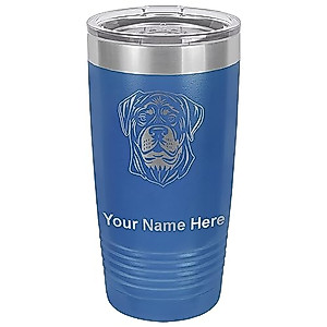 LaserGram 20oz Vacuum Insulated Tumbler Mug, Rottweiler, Personalized Engraving Included (Dark Blue)