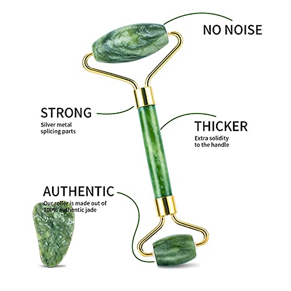 BFASU Facial Roller Set of 3, Ice Roller, Two-Sided Jade Roller and Gua Sha Massage Tool, Rolling Tool for Facial Beauty and Body Massage, Helps Reduce Puffy,Skin Care Gifts (Green)