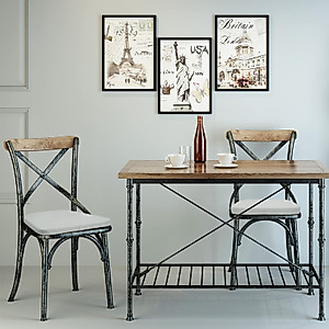 BUYUE 14" Metal Chair Cushions with Magnetic Set of 4, Luxury PU Leather Waterproof Anti-Slip Seat Pads for Kitchen Cafe Dining Bistro Stackable Chairs (U-Shape, Light Gray, 4)