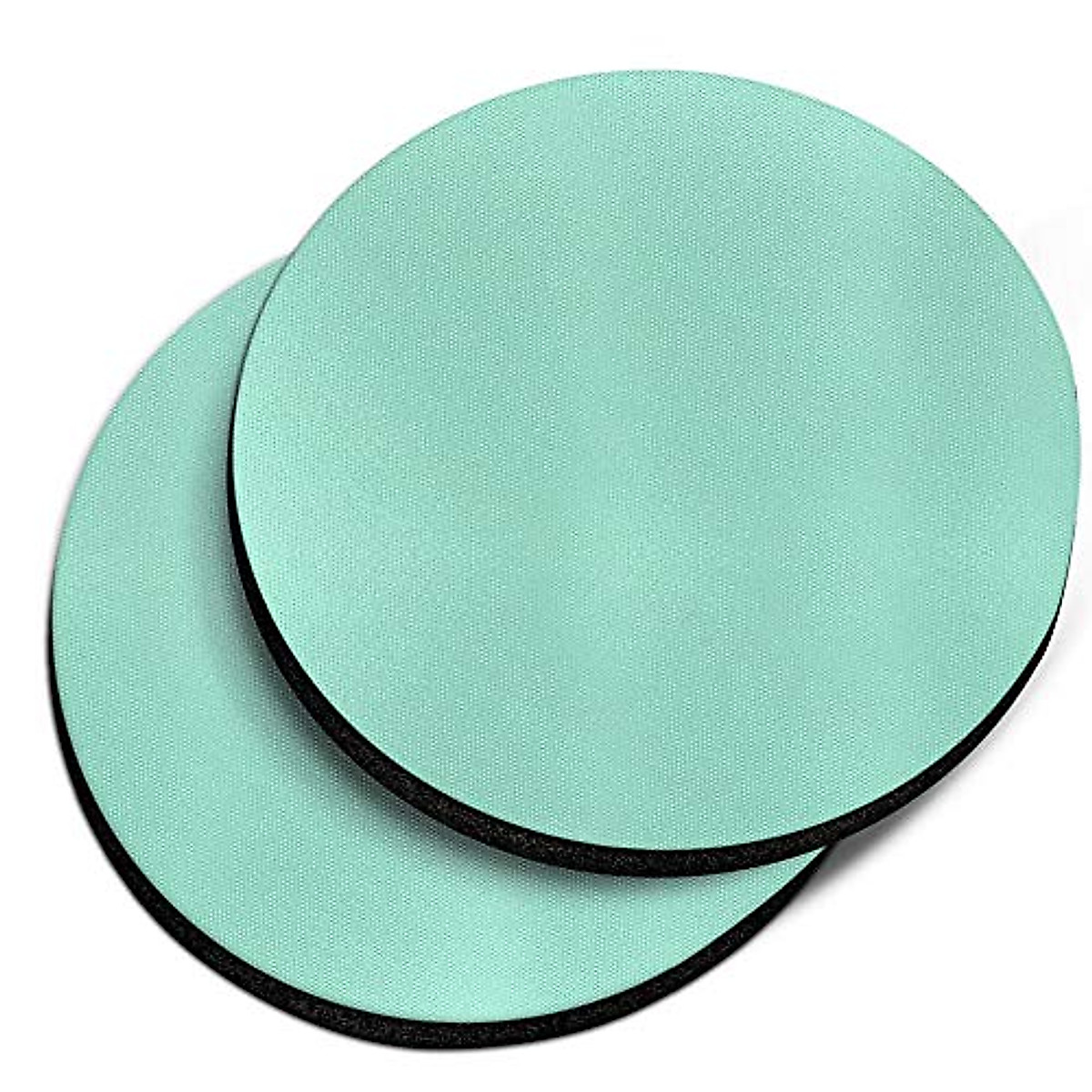CARIBOU Coasters , Solid Mint Green Design Absorbent ROUND Fabric Felt Neoprene Car Coasters for Drinks, 2pcs Set