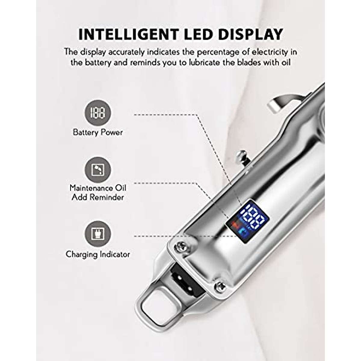 KBDS Professional Hair Clippers for Men, Cordless Clippers and T-Blade Hair Trimmer Barber Kit with Stainless Steel Blades and LED Display USB Rechargeable for Family and Salon