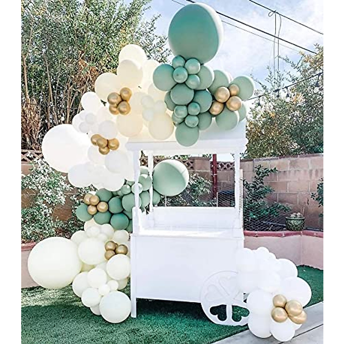 Sage Green Balloon Garland Arch Kit – 119 Pack With White Ivory Gold Metallic Confetti Latex Balloons ,18 inch Big Sage Green Balloon for Wedding Baby Shower Birthday Evening Decorations