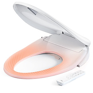 Silonn Electric Bidet Toilet Seat for Elongated Toilets, Heated Seat with Warm Air Dryer, Nightlight, Self-Cleaning Dual Nozzle, Posterior Washing and Feminine Cleaning, White