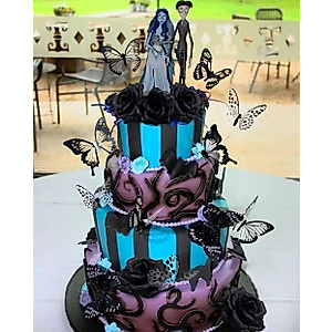 JeVenis Black Gothic Cake Decoration Rose Cake Topper Rip Cake Decoration Death Cake Decoration Gothic Birthday Decoration Gothic Party Supplies