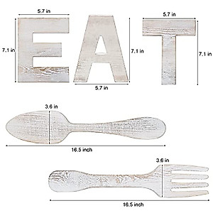 LOSOUR Farmhouse Kitchen Wall Decor, Farmhouse Decor EAT Sign + Fork and Spoon, Wooden Letters for Rustic Wall Decor (EAT Sign + Fork and Spoon)