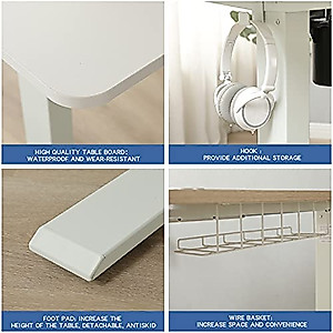 bilbil 63 x 30 Inches Electric Standing Desk, Height Adjustable Sit Stand Table with Splice Board, Stand up Home Office Desk, White Frame/Oak and White Top