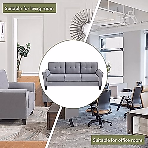 Harper & Bright Designs 3-Piece Living Room Sectional Sofa Set, Modern Style Linen Upholstered Armchair Loveseat Sofa and 3-Seat Sofa Set Sectional Couch, Light Grey-Blue