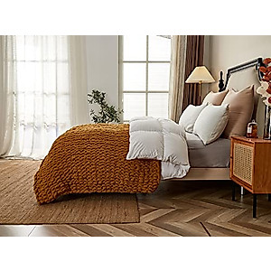 Longhui bedding Handmade Chunky Knit Blankets, Luxurious Chenille Cable Knit Throw Blanket Yarn for Couch Sofa and Bed, Ultra Soft Decorative Burnt Orange Christmas Blanket, Machine Washable 51 x 63