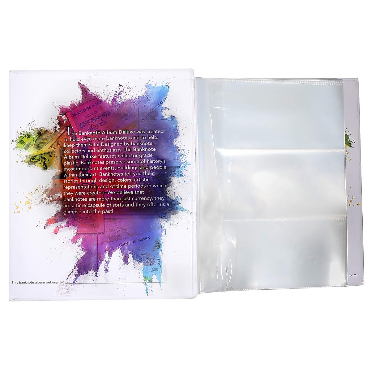 Banknote World Deluxe Currency Collecting Album, Blue, 300 Pockets