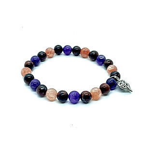 DCE Triple Stone OPTIMUM WEIGHT LOSSt Handmadee 8MM Gemstone Red Tiger Eye - Sunstone - Amethyst Beaded Jewelryyts Natural Healing Metabolism Booster Spiritualts By Dazzling Crys