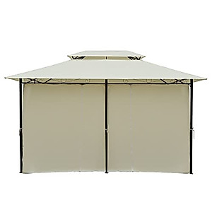 ADUH Outdoor 2-Tier Steel Frame Up Shade Gazebo Sun and Rain Protection Outdoor Garden Furniture