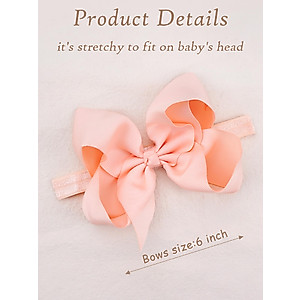 CellElection 30 Colors Baby Girls Headbands 6Inch Big Hair Bows Elastic Hair Bands Headbands Hair Accessories for Newborns Infants Toddlers Kids…