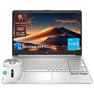 HP Laptop Computer, 15.6 Inch HD Touchscreen Display, 11th Gen Intel Core i3-1115G4(Beat i5-1035G4), 8GB RAM, 256GB SSD, Windows 11 Pro, Webcam, HDMI, WiFi 5, Silver, PCM
