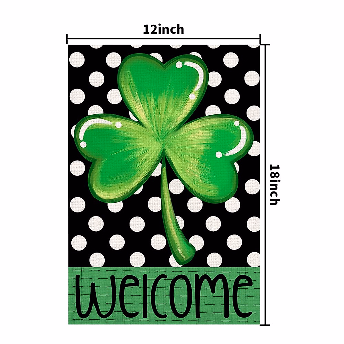 Lucky Shamrock St Patricks Day Garden Flag 12x18 Inch Double Sided Burlap, Welcome Seasonal Sign Small Flag Farmhouse Yard Outdoor Decorations DF189