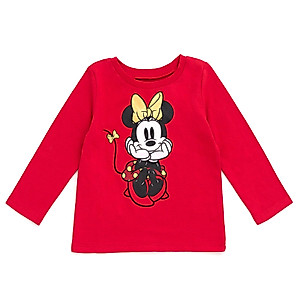 Disney Minnie Mouse Infant Baby Girls Zip Up Vest Puffer T-Shirt and Leggings 3 Piece Outfit Set Red/Yellow 18 Months