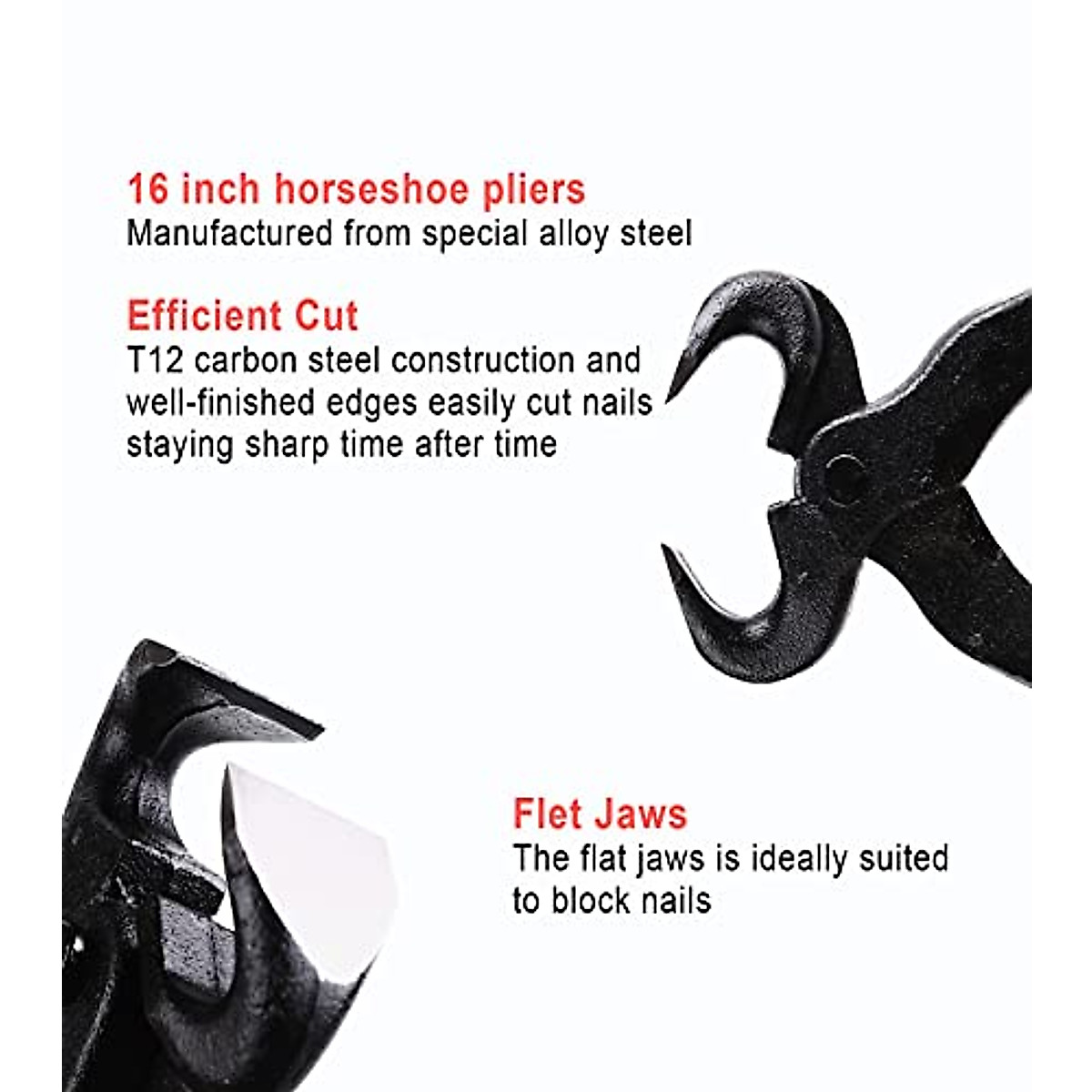 Ueemph Farrier Tools 16-inch,Horseshoe Pliers Tool for Horses,Rasp Hoof Cutter Set, Horses Hoof Trimmers Tools, Suitable for hoof Trimming of Goats, Sheep, Alpaca, Pigs, Horse Pick, Cattle, Donkeys.