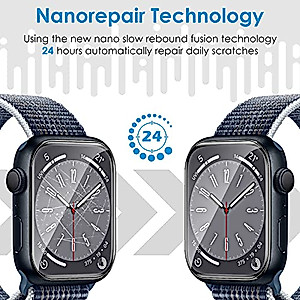 UniqueMe 8 Pack for Apple Watch Series 9/8/7 Screen Protector 45mm, [Strong Asorption] [Flexible TPU Not Glass][Non-Bubbles] iWatch Anti-Scratch Replacement Protection HD Clear Cover Soft Film