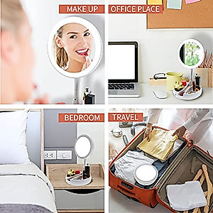 Lighted Makeup Mirror with Magnification, 1x/10x Magnifying 21 Led Lights Travel Makeup Mirror, Double Sided Compact Mirror with Light, Vanity Mirror with Lights for Makeup Desk and Travel