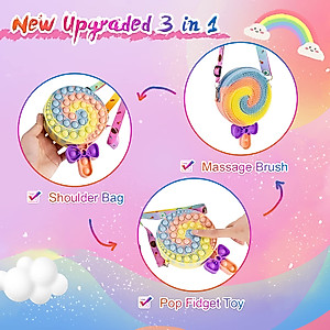 livingcoral Pop it Purse 2 Pack, Pop its Fidget Toys for Girls, 3 4 5 6 7 8 Year Old Girl Birthday Gifts, Lollipop Shape Girl Toys.