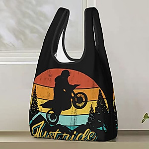 Chioee Motorcycle Reusable Shopping Bags Heavy Duty 50Lb Weight Capacity Portable Reusable Bags Large Shopper Bags for Groceries